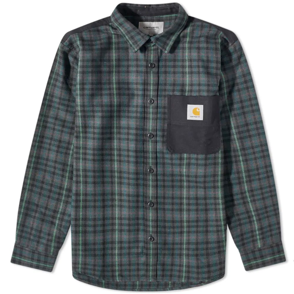Carhartt WIP Asher Check Overshirt Blacksmith&Black | END. (GB)