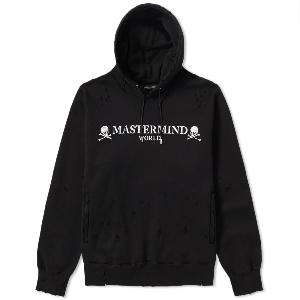 MASTERMIND WORLD Logo Distressed Hoody Black | END.