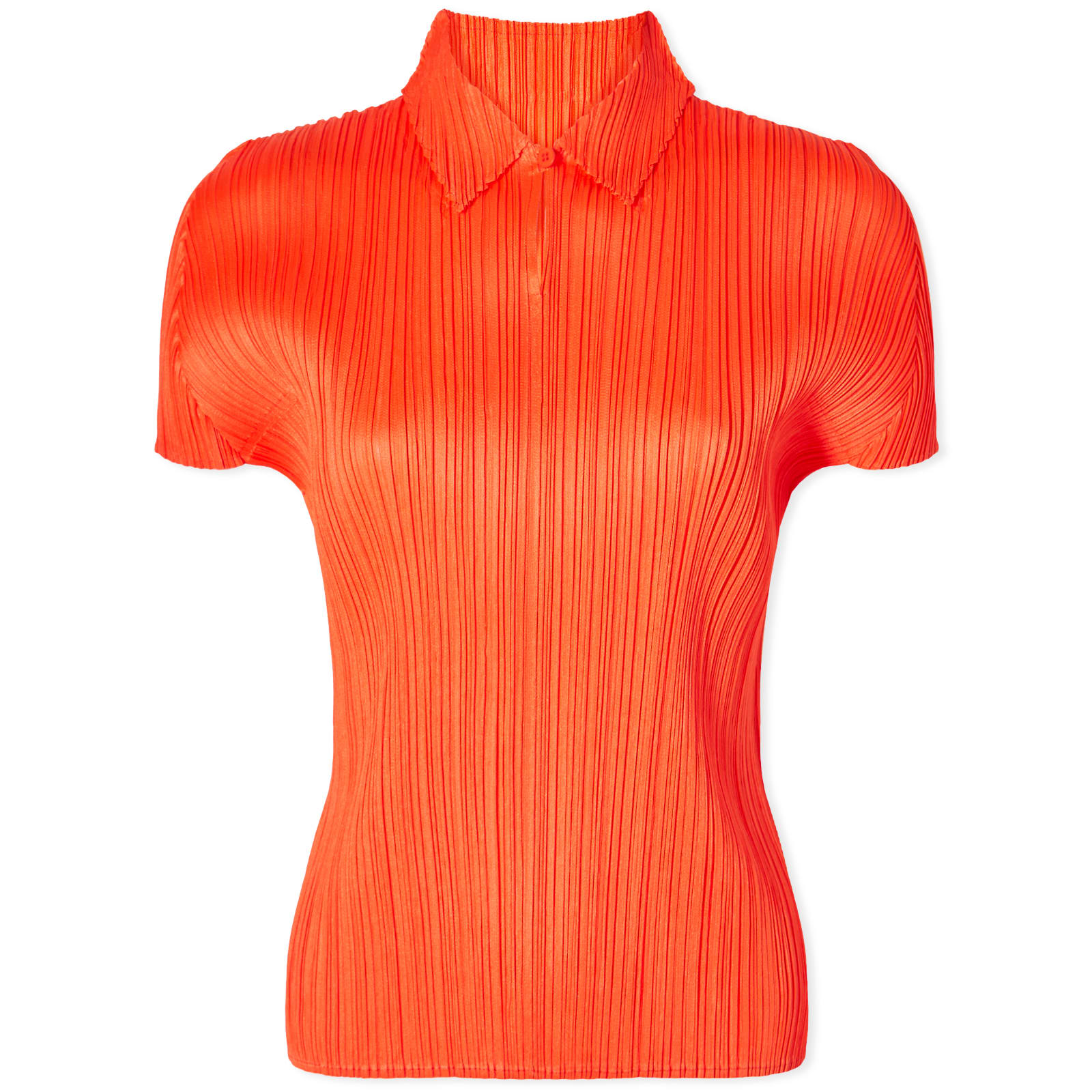 Pleats Please Issey Miyake Short Sleeve Pleats Polo Top Orange | END. (GB)