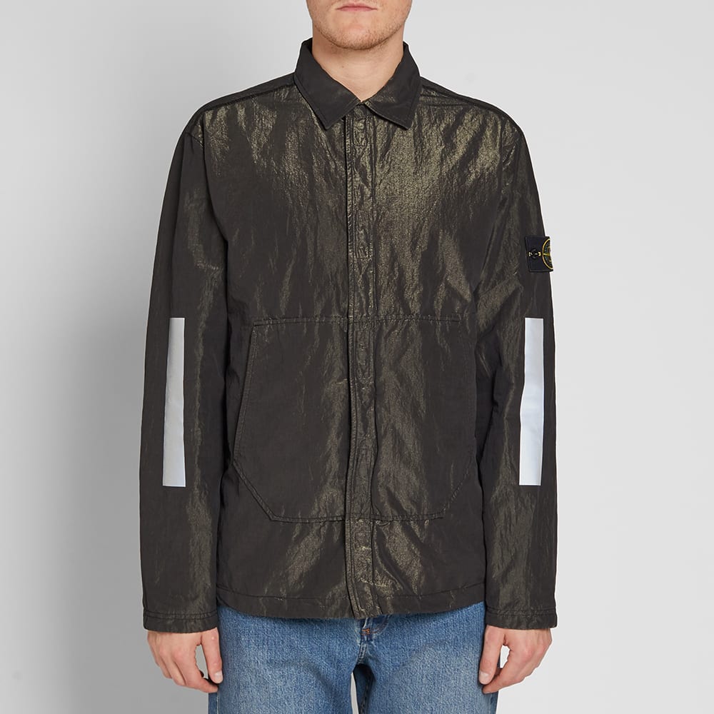 Stone Island Reflective Sleeve Metal GD Shirt Jacket Black | END.