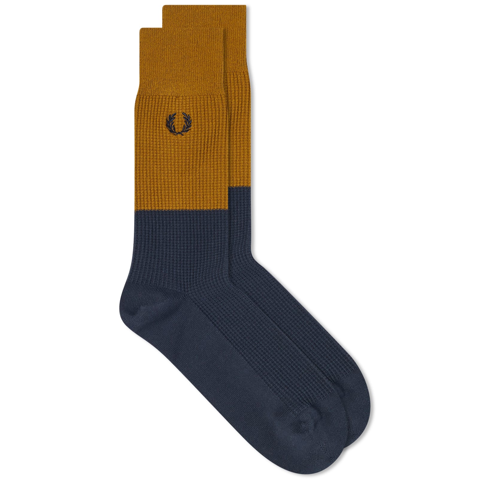Fred Perry Waffle Knit Sock Dark Caramel & Navy | END. (US)
