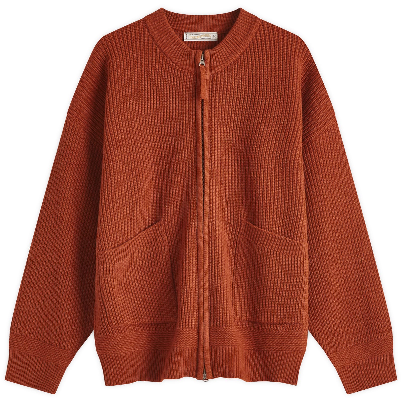FrizmWORKS Wool Deck Zip Up Cardigan Brick | END. (US)