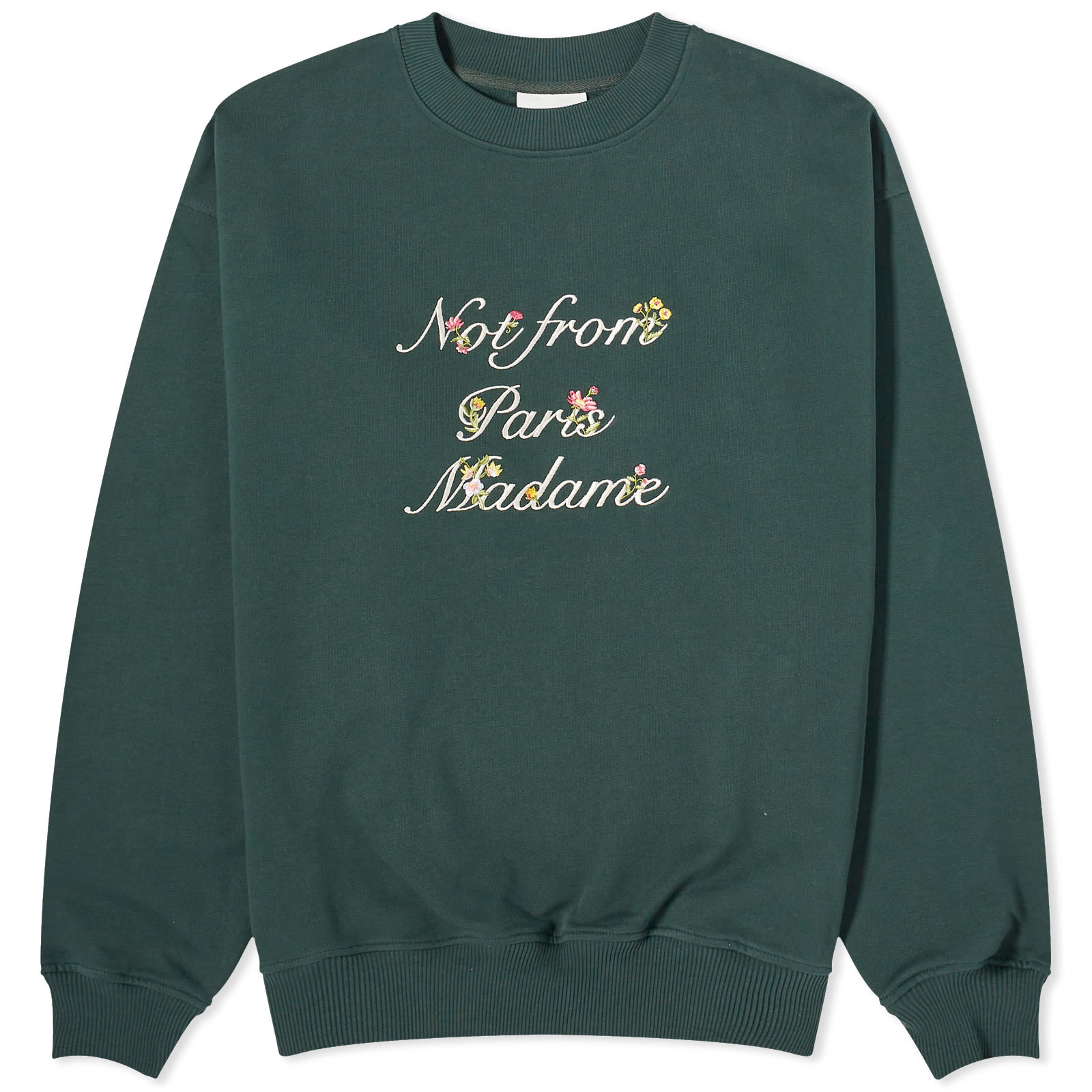 Drôle De Monsieur Presented by END. Embroidered Cotton Fleece Crew Sweat Green | END. (US)