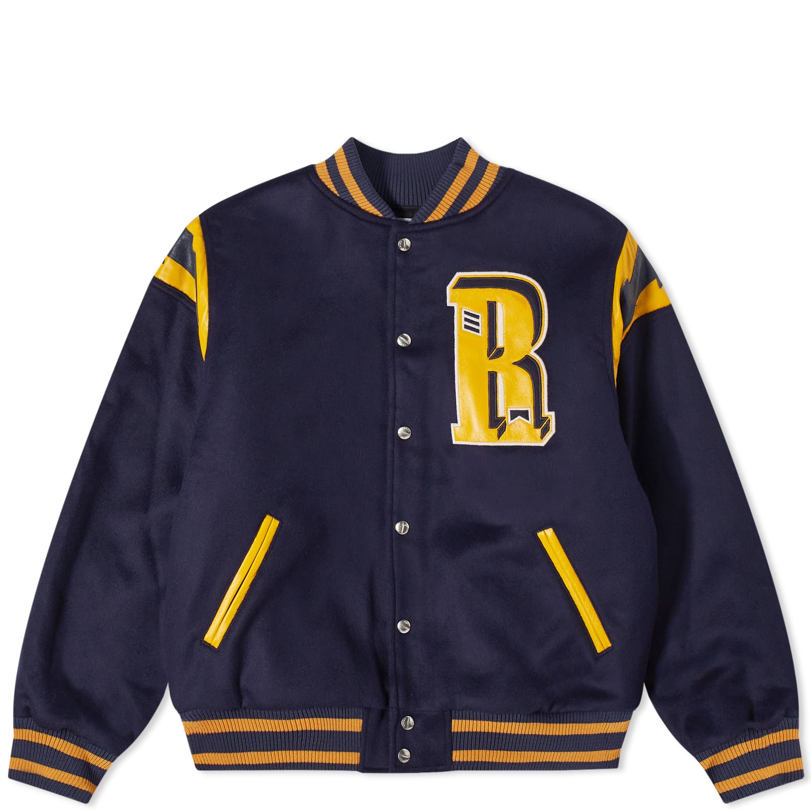 Rhude American Spirit Lighting Bomber Jacket Navy & Mustard Yellow ...
