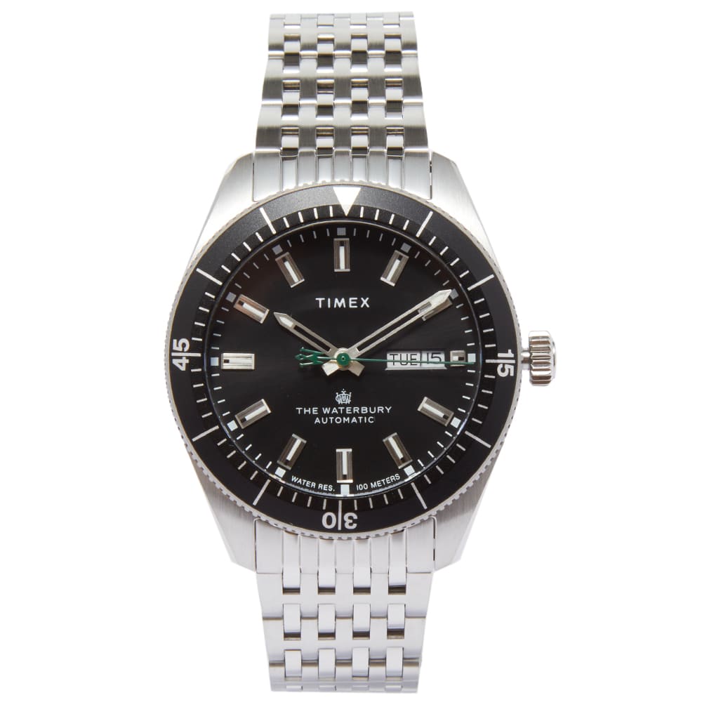 Timex Waterbury Diver Automatic Watch Silver & Black | END. (US)