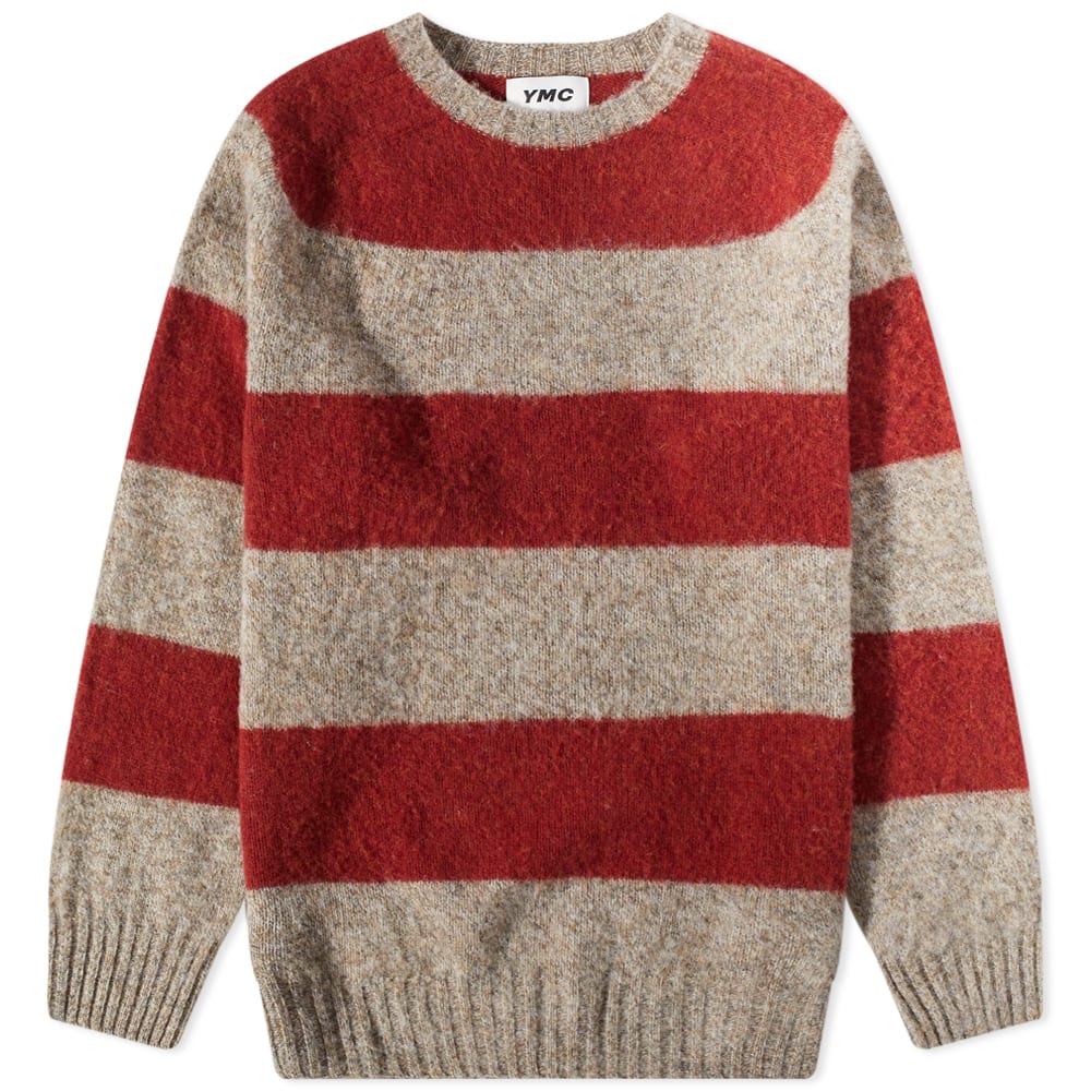 YMC Suedehead Striped Crew Knit Light Brown | END. (KR)