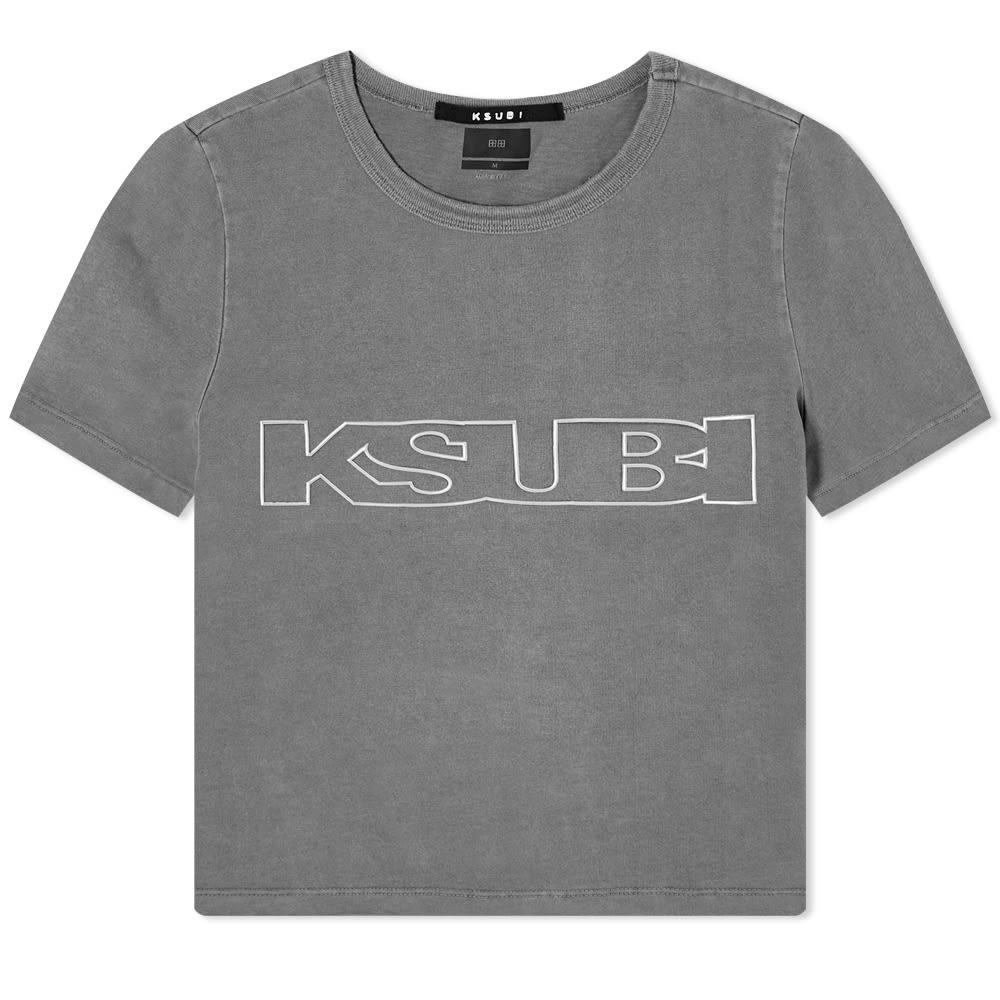 Ksubi Logo Crop Vinatge Look T-Shirt Grey | END. (US)