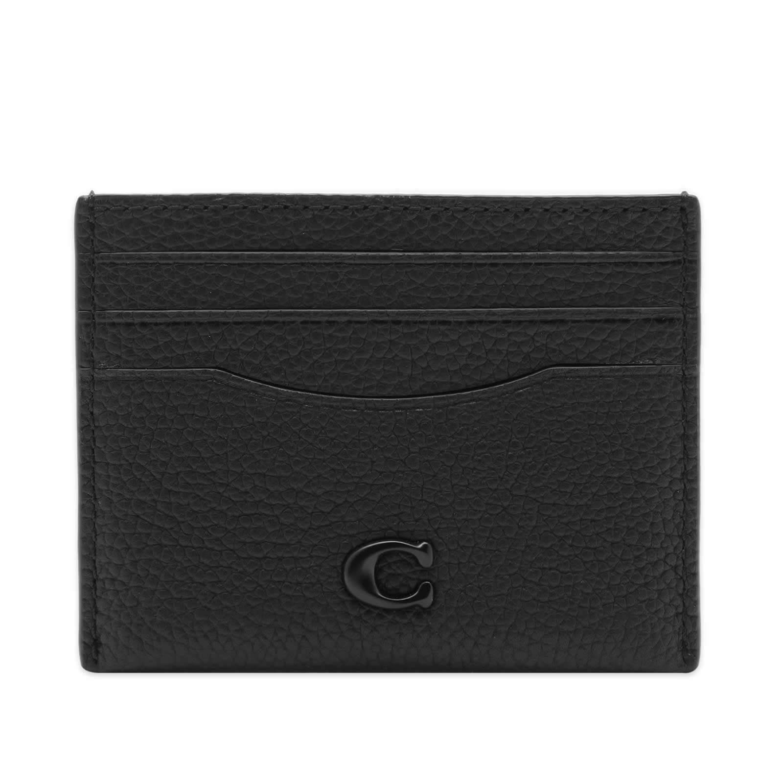 Coach Card Holder Black Pebble Leather End Us