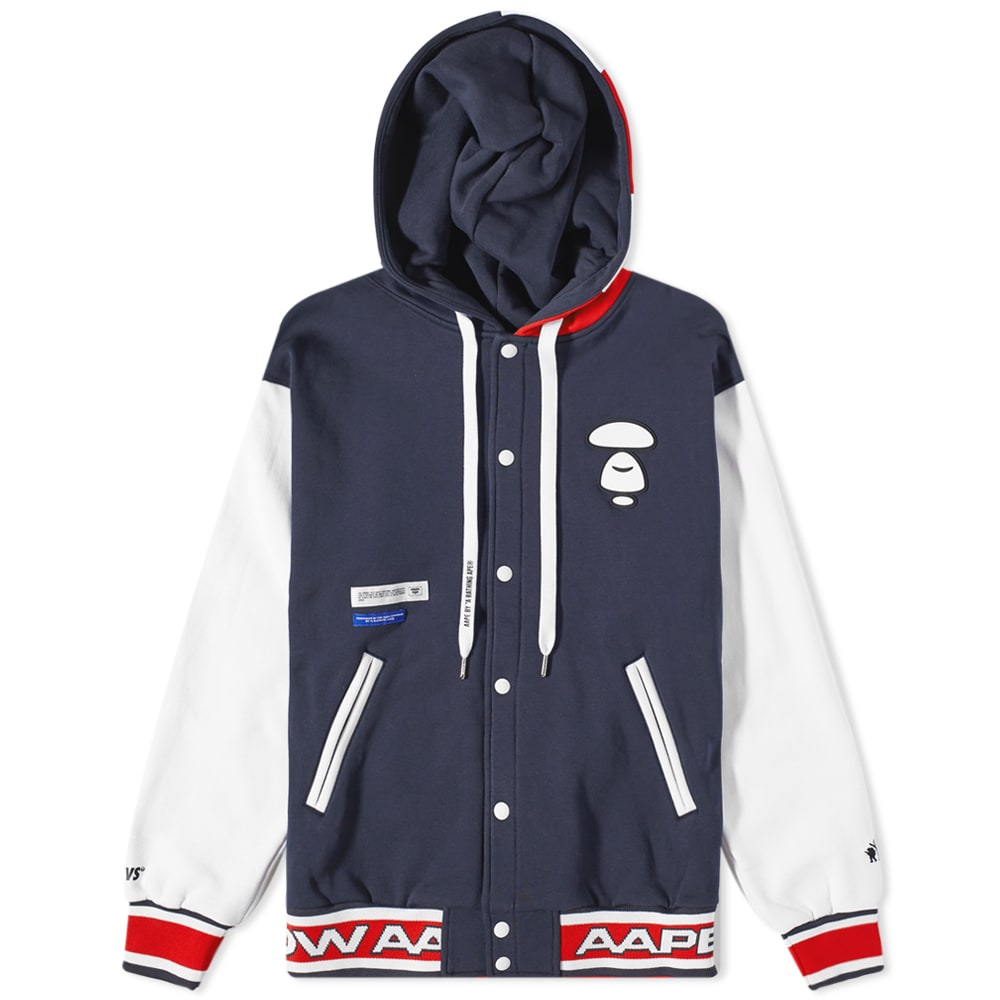AAPE Hooded Baseball Jacket Navy | END.