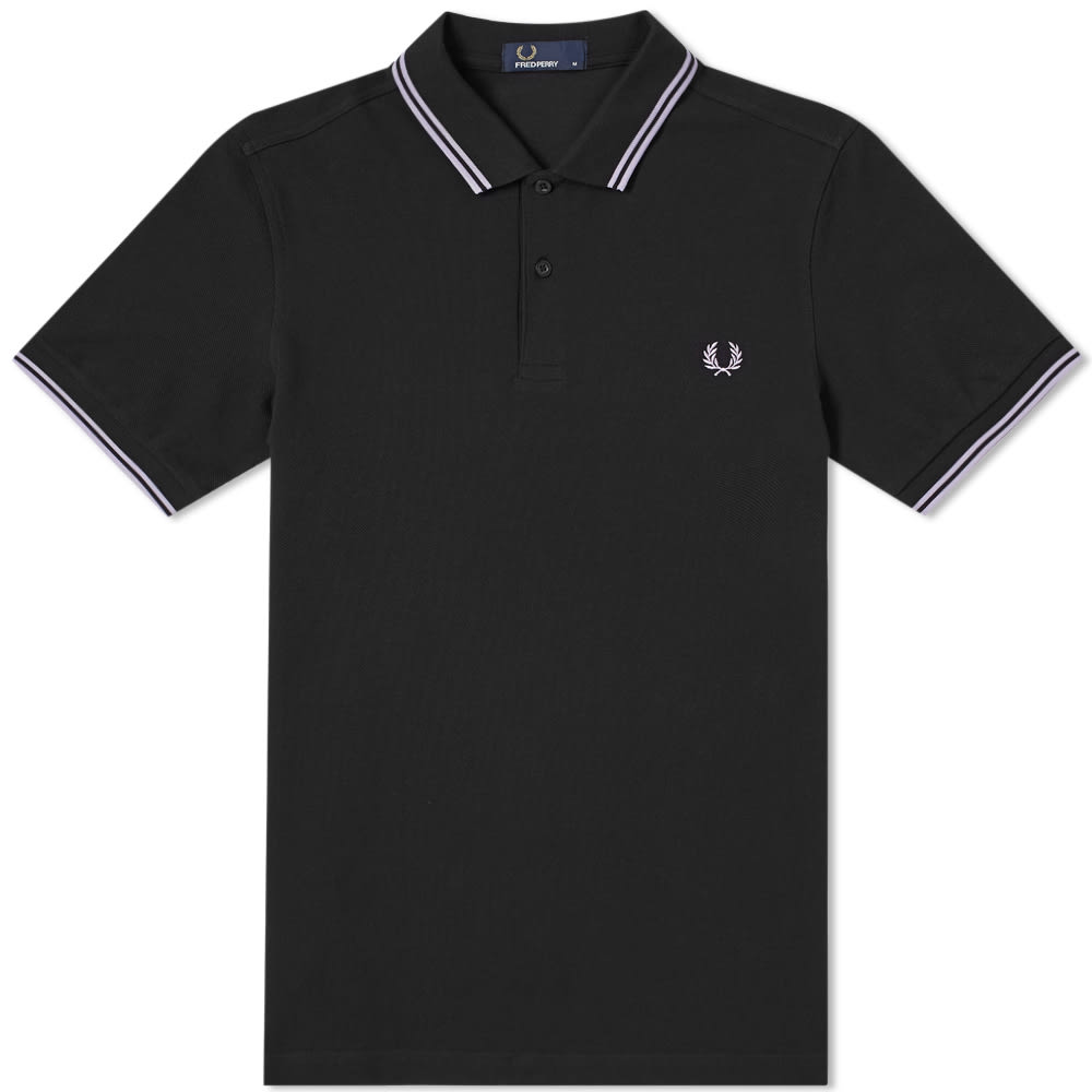 Fred Perry Slim Fit Twin Tipped Polo Black & Fresh Lilac | END. (US)