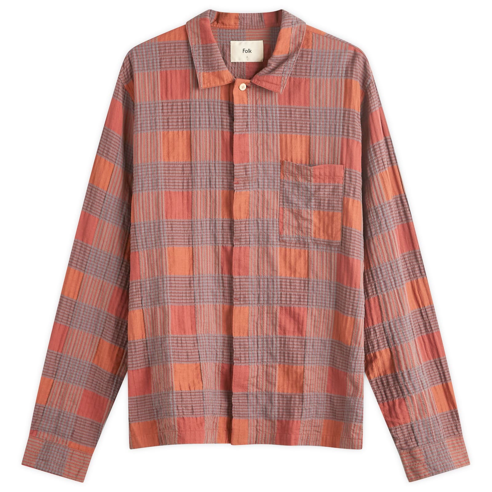 Folk Patch Shirt Rust Mutli Check | END. (GB)