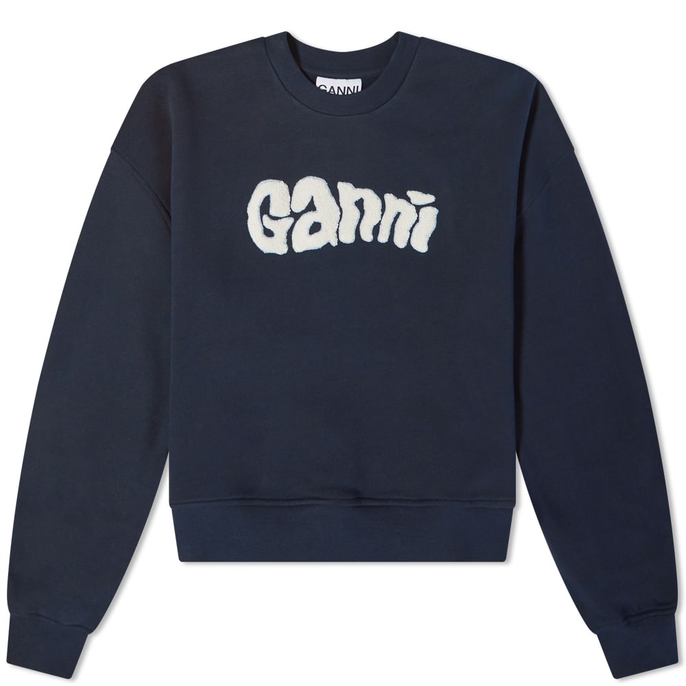 GANNI Front Logo Crew Sweat Sky Captain | END. (US)