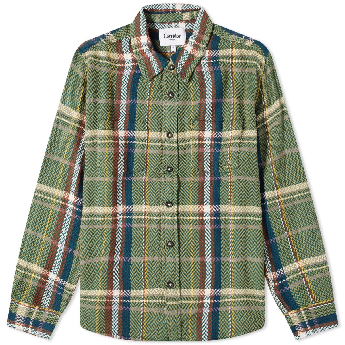 Corridor Cabin Acid Plaid Shirt Army Green | END. (US)