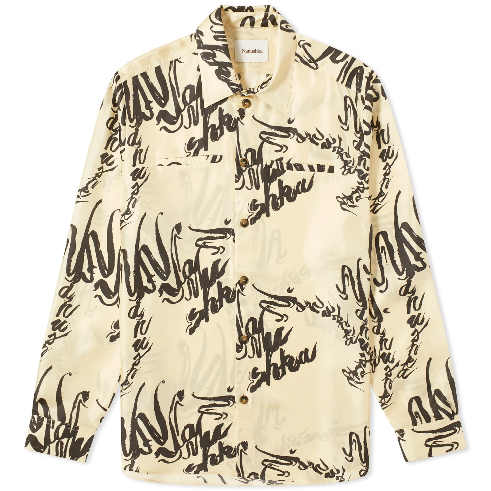Nanushka Sabrin Printed Shirt Calligraphy Creme | END. (US)