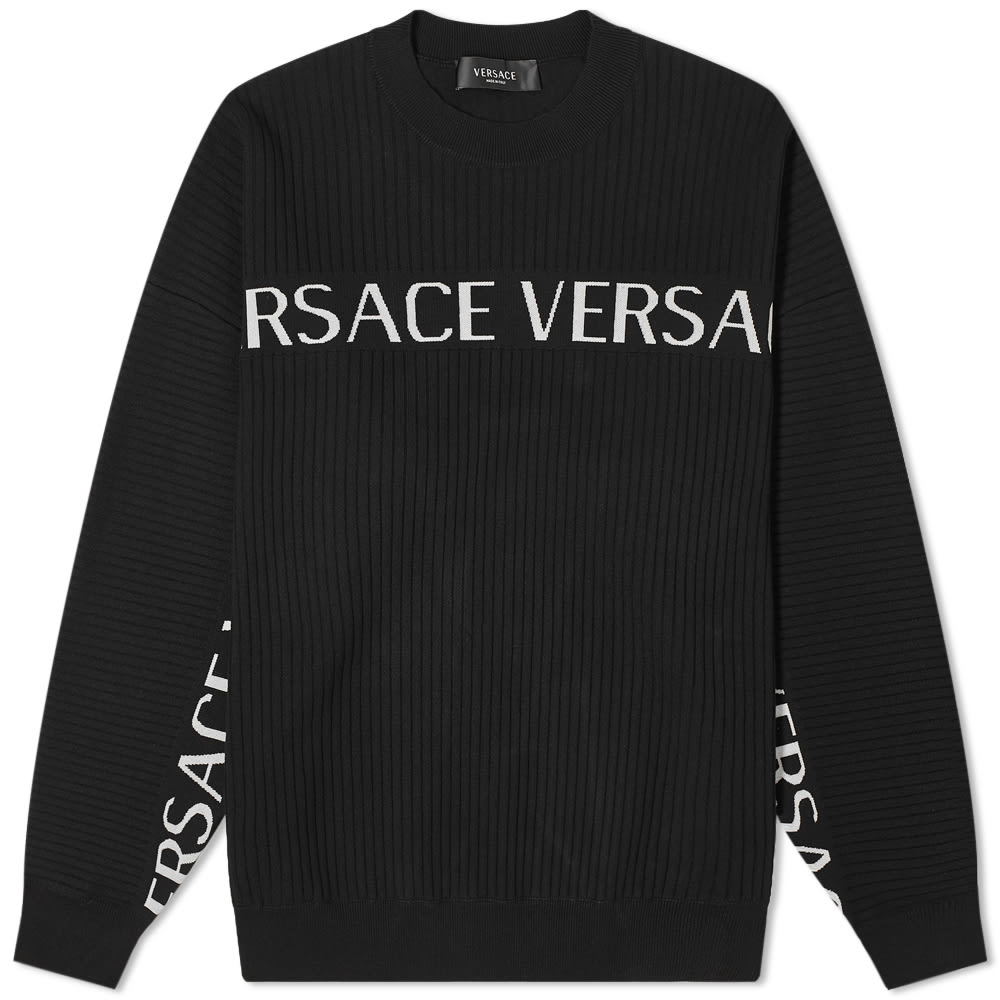 Versace Panel Logo Crew Knit Black & White | END.