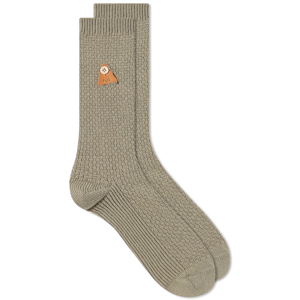 Folk Waffle Sock Mid Olive | END. (US)