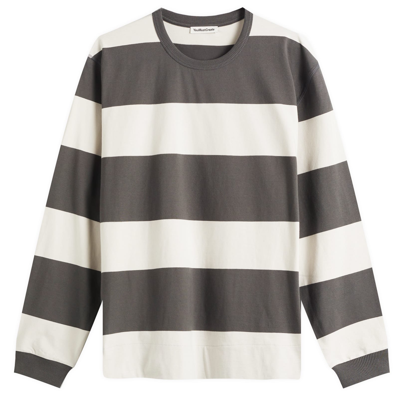 YMC C86 Block Stripe Long Sleece T-Shirt Grey Stone | END. (US)
