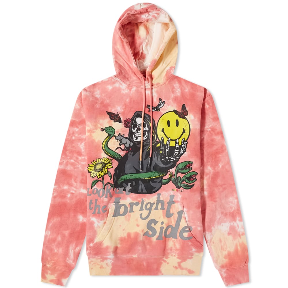 MARKET Smiley Look At The Bright Side Hoodie Pink Tie Dye | END. (GB)