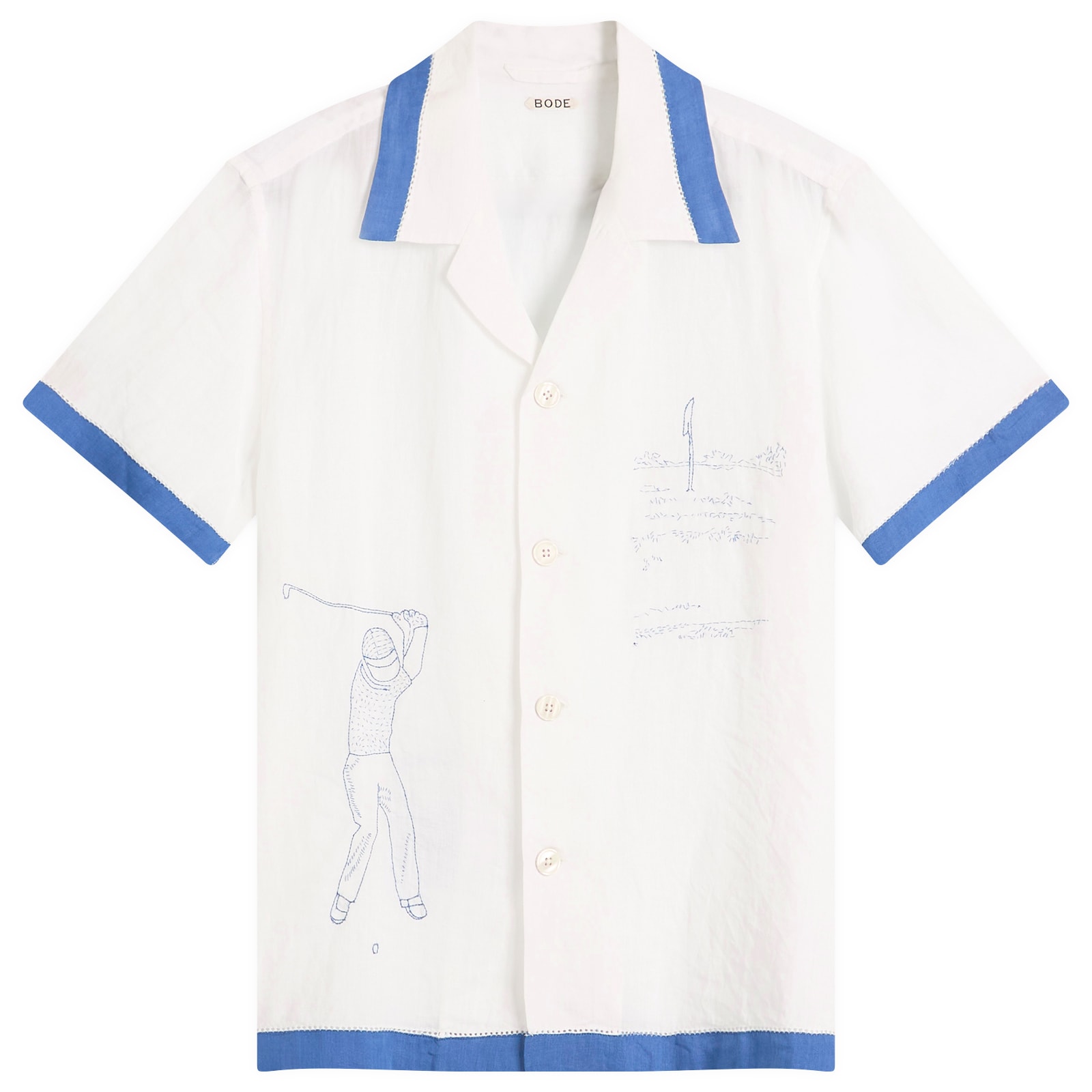 BODE Club Champion Short Sleeve Shirt White Blue | END. (US)