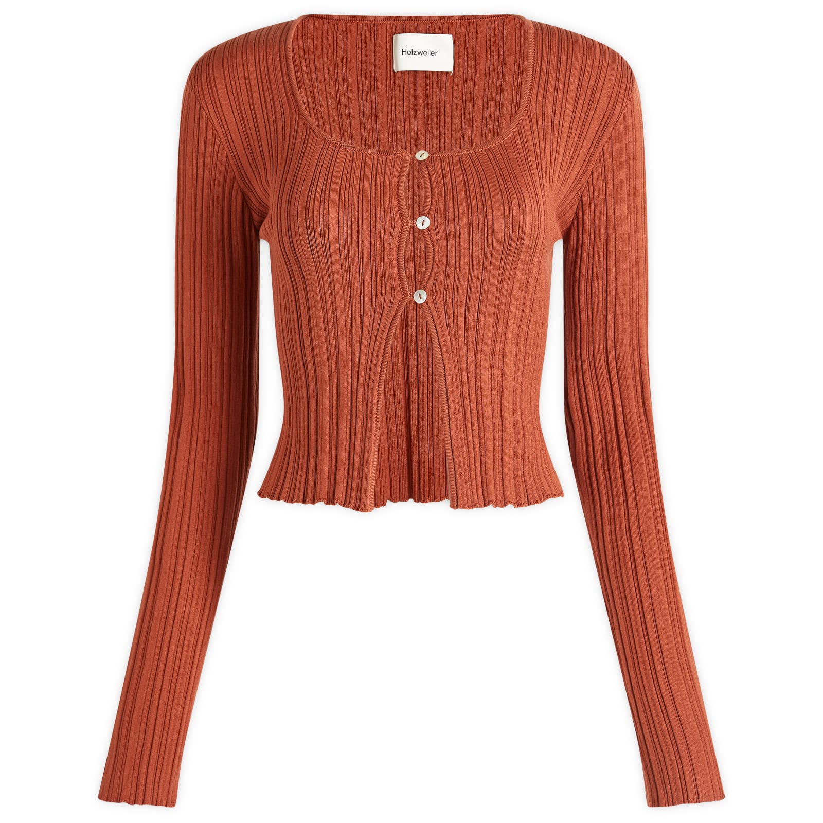 Holzweiler Uneven Rib Knit Cardigan Dk. Orange | END. (US)