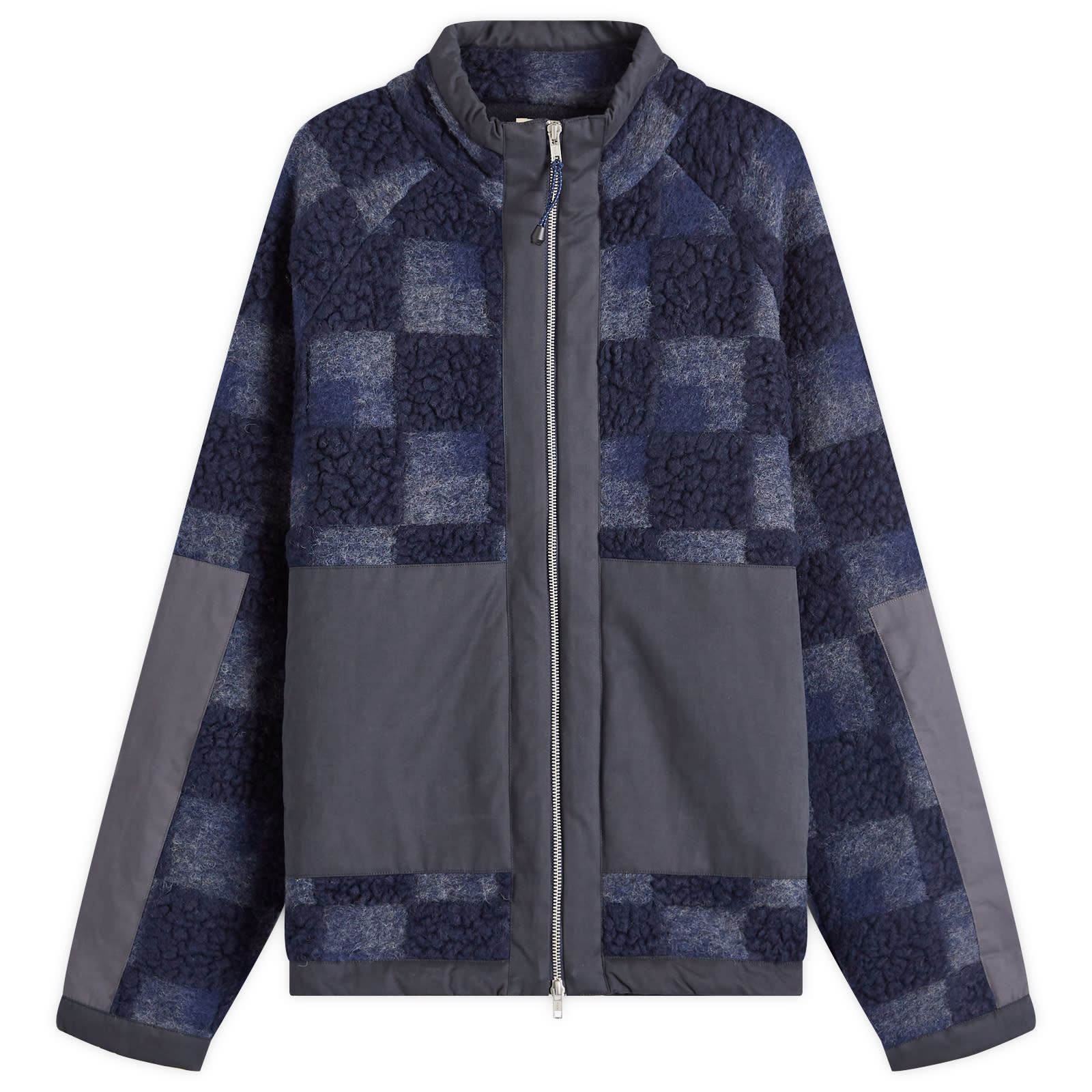 Folk Signal Fleece Navy Checkerboard | END. (US)