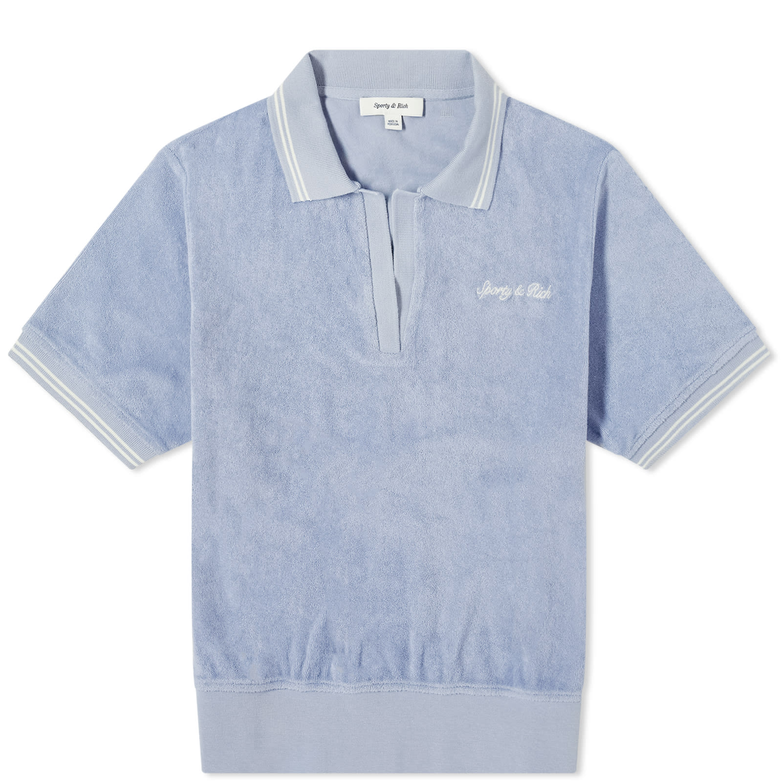 Sporty & Rich Syracuse Terry Polo Top Washed Periwinkle | END. (US)