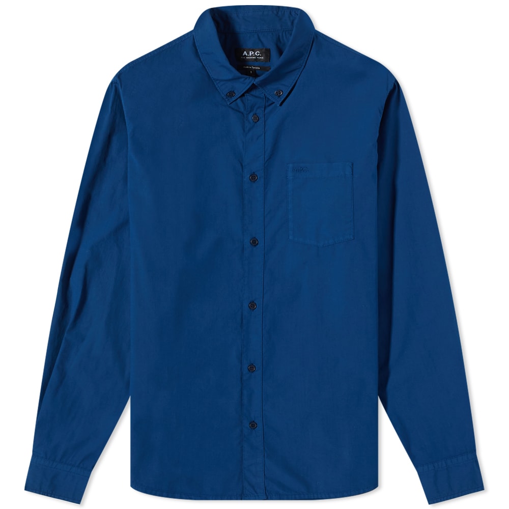 A.P.C. Edouard Button Down Logo Shirt Dark Blue | END. (US)