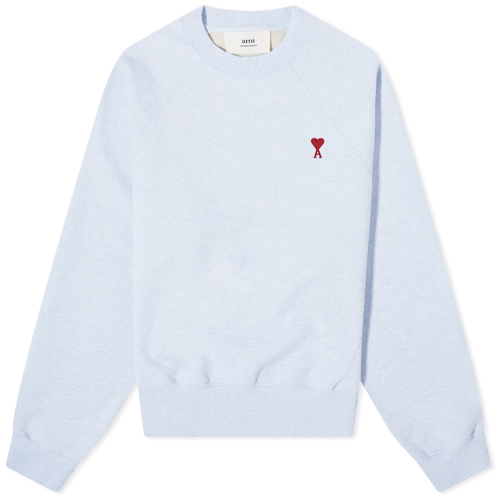 AMI Paris Red Small Ami De Coeur Sweatshirt Heather Cashmere Blue | END. (US)