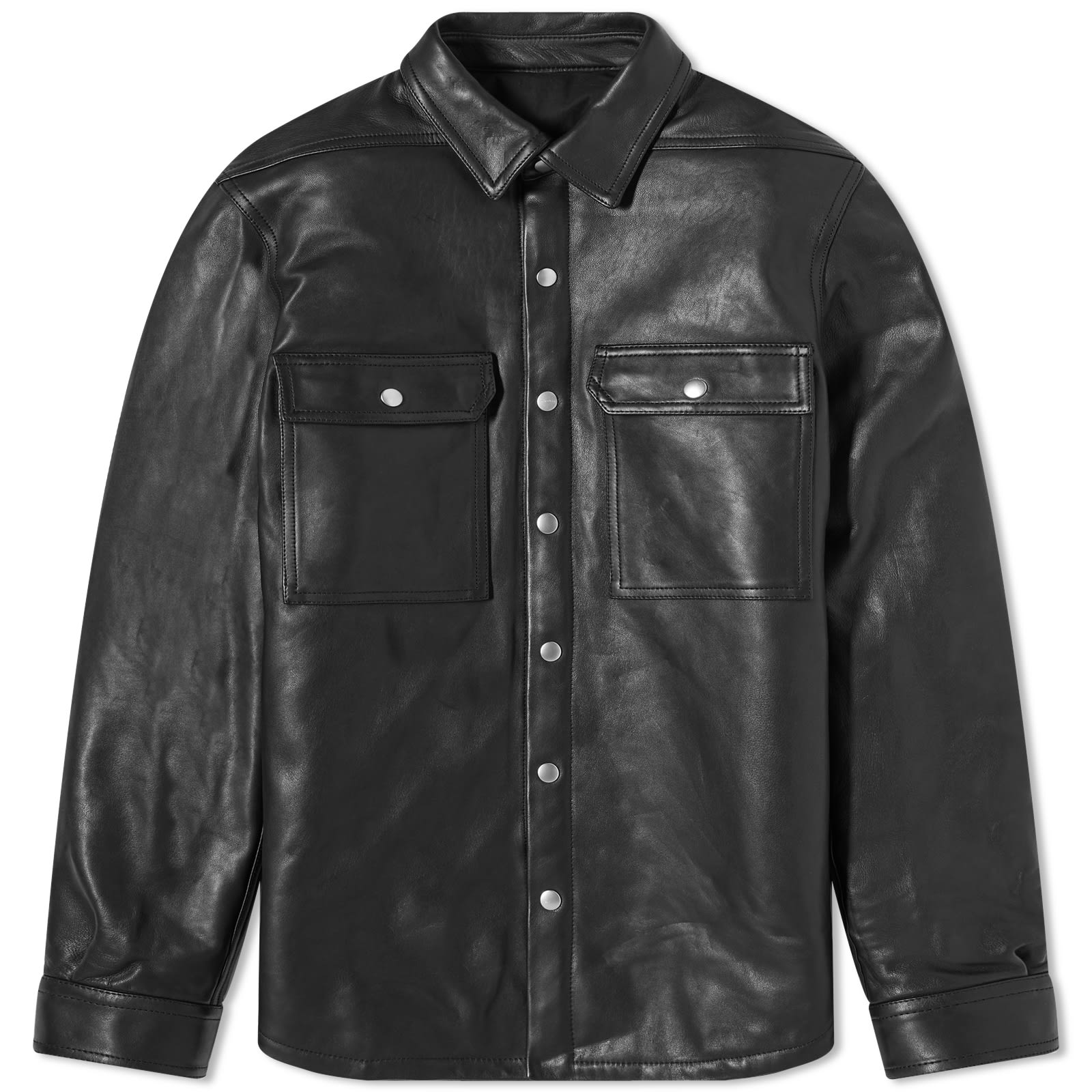 Rick Owens Leather Overshirt Black | END.