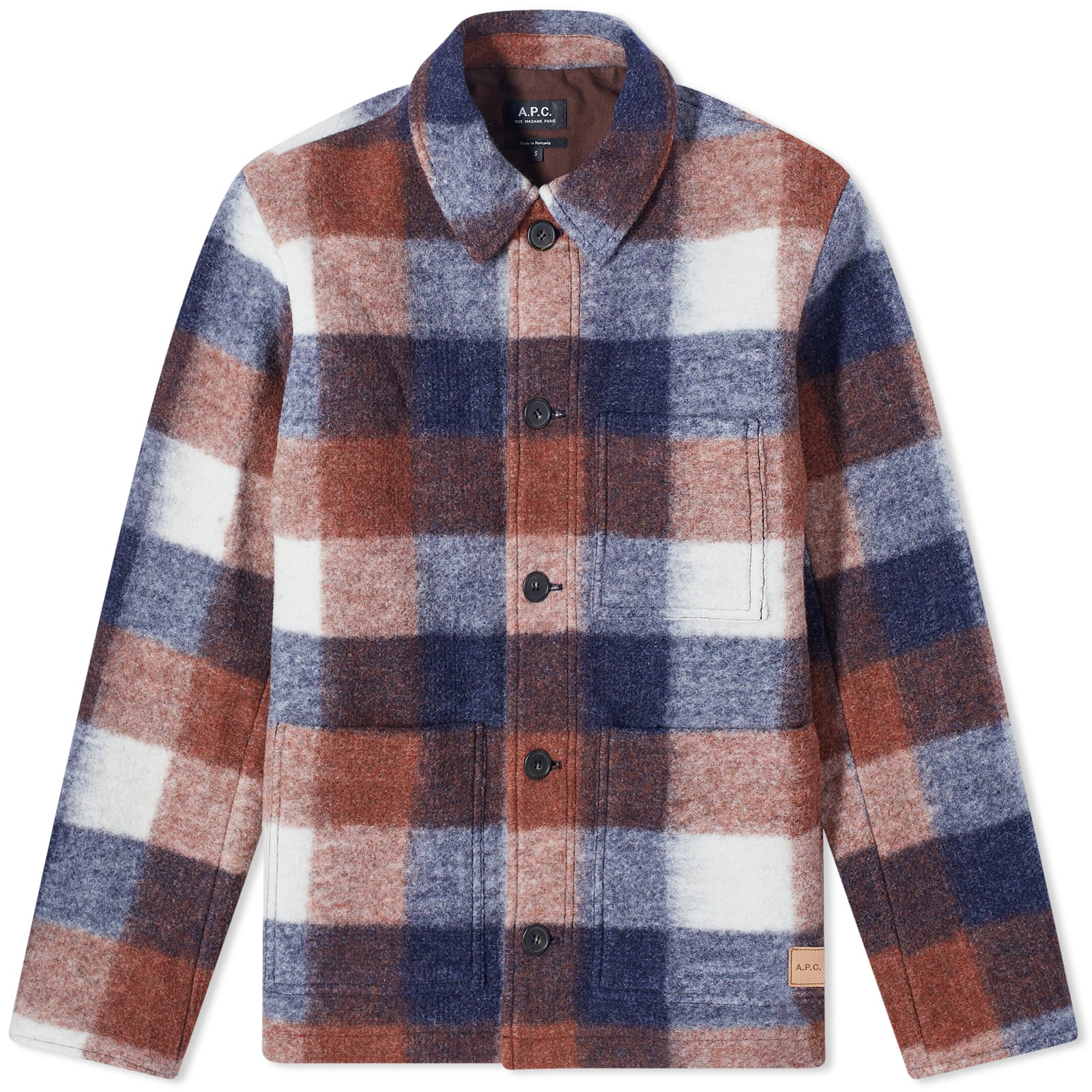 A.P.C. Emile Plaid Wool Chore Jacket Dark Blue | END. (US)