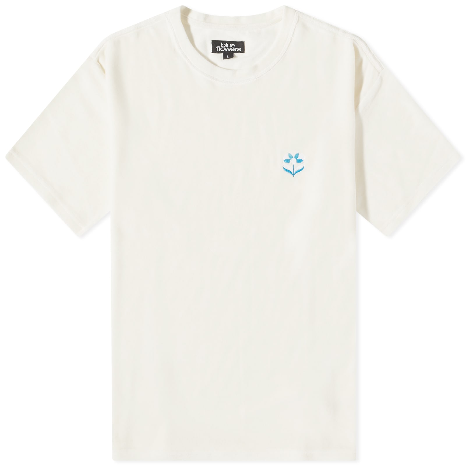 Blue Flowers Velour Logo T-Shirt Antique White | END. (GB)