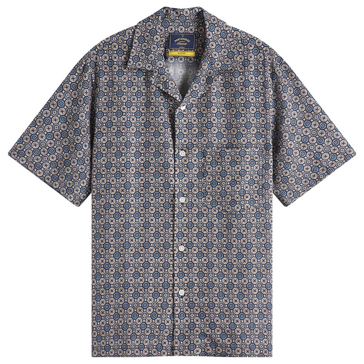 Portuguese Flannel Conte Mini Tile Vacation Shirt Blue | END. (US)