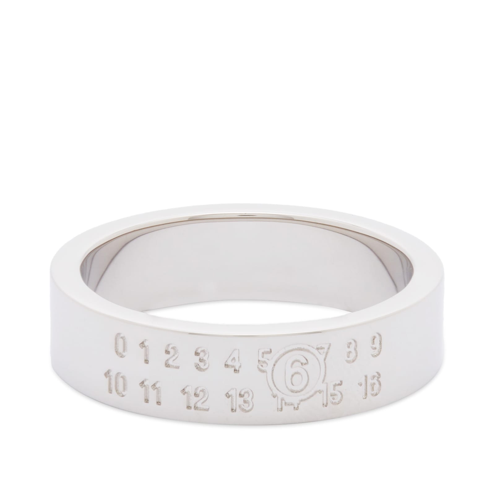 MM6 Maison Margiela Number Logo Ring Polished Silver | END.