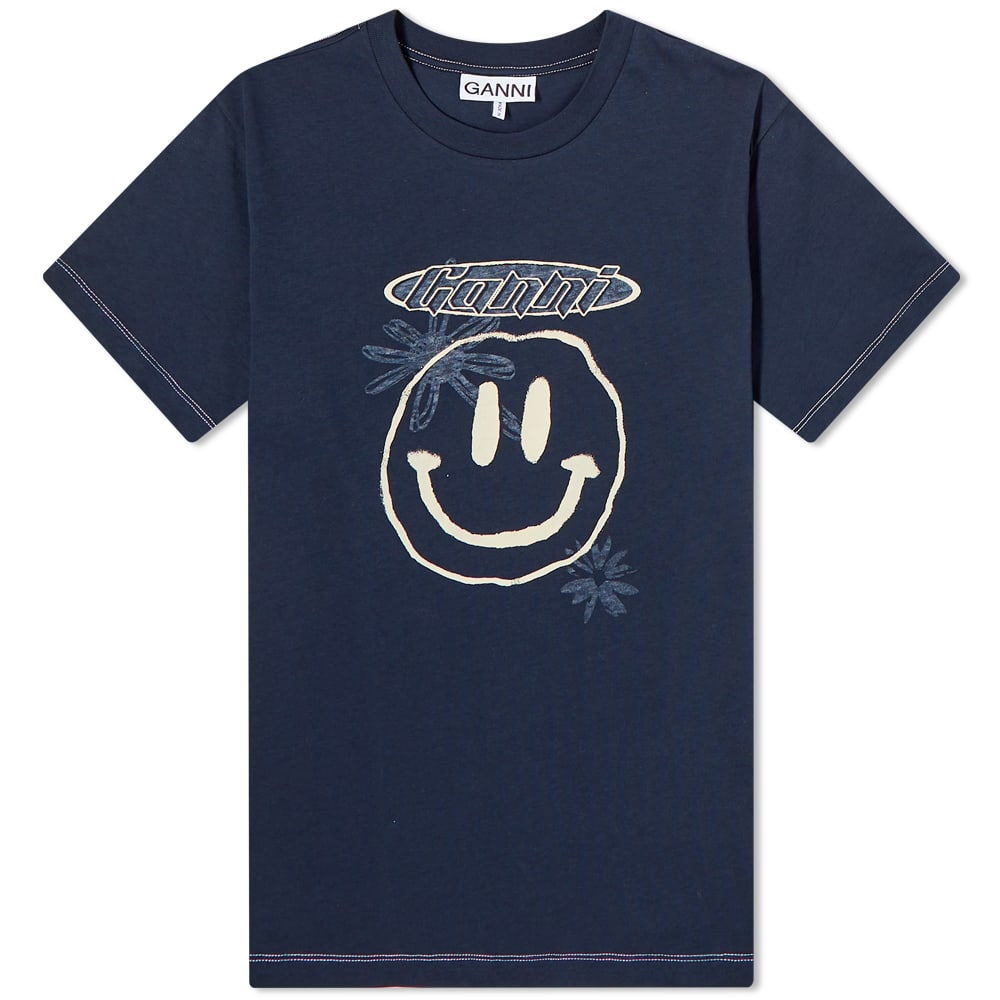 GANNI Basic Jersey Smiley Relaxed T-Shirt Sky Captain | END. (GB)