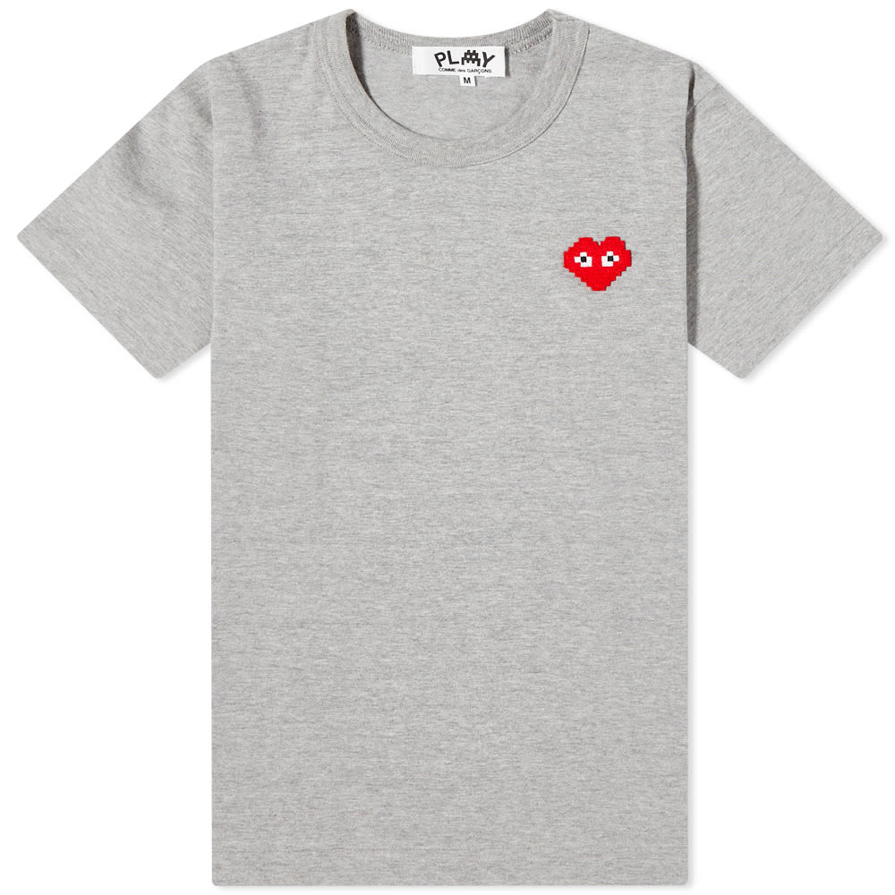 CDG Play Invader Heart Tee Grey | END. (Global)