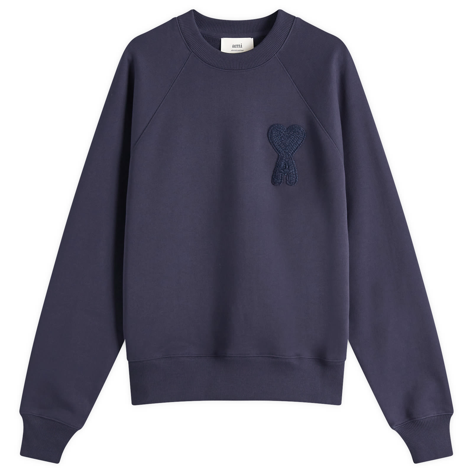 AMI Paris Woven Logo Sweatshirt Navy Blue | END. (US)