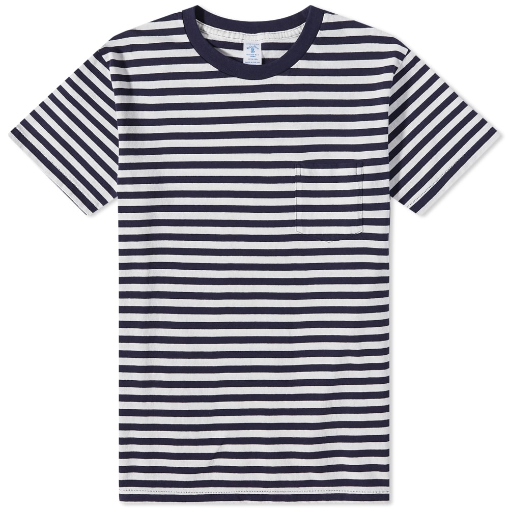 Velva Sheen Narrow Stripe Pocket T-Shirt White & Navy | END. (US)
