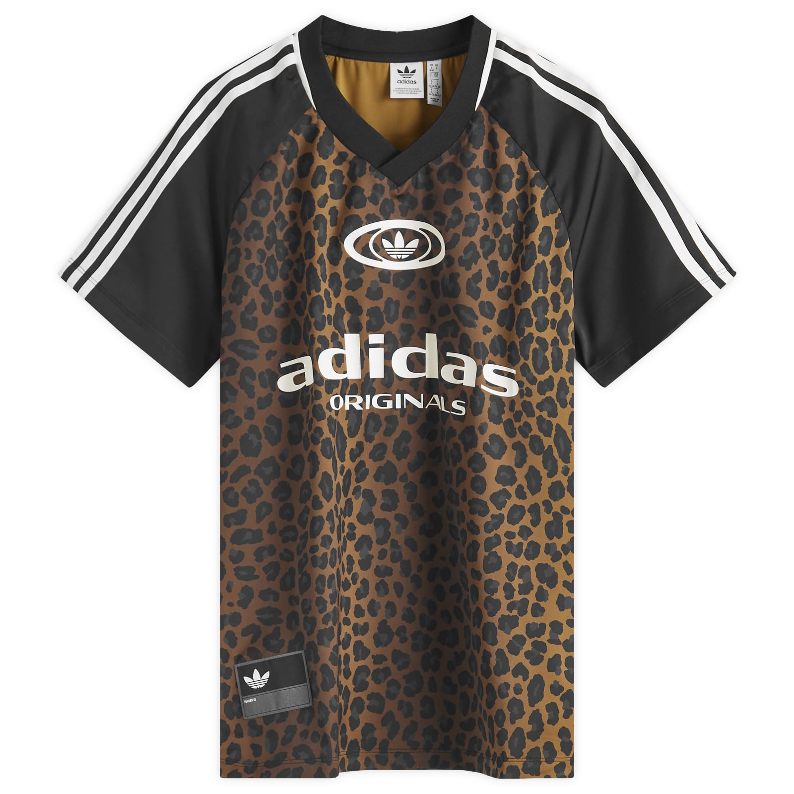 Adidas Satin Leopard Print Football Jersey Multicolour & Bronze Strata ...