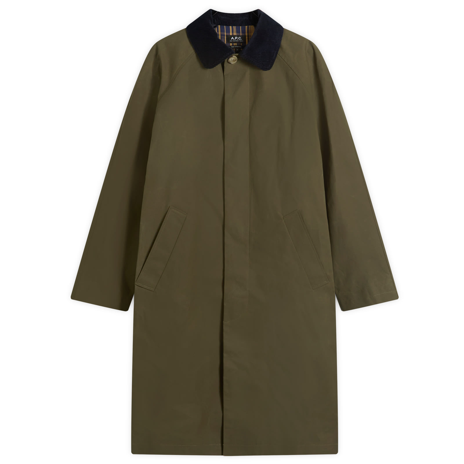 A.P.C. Gaspard Waxed Cotton Canvas Mac Military Khaki | END. (US)