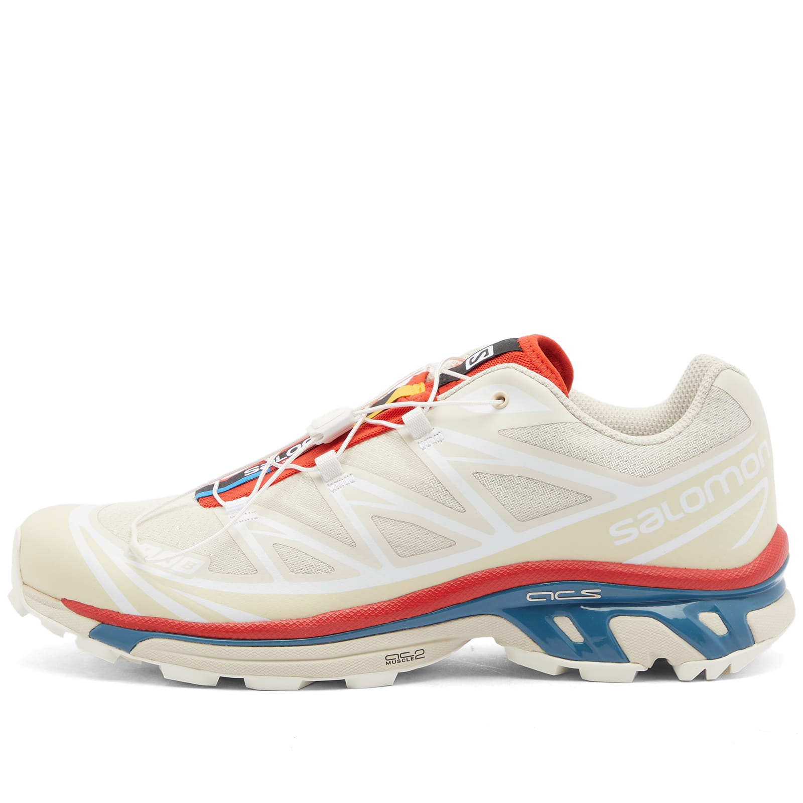 Salomon XT-6 Almond Milk, Bleached Sand & Aurora Red | END. (AR)