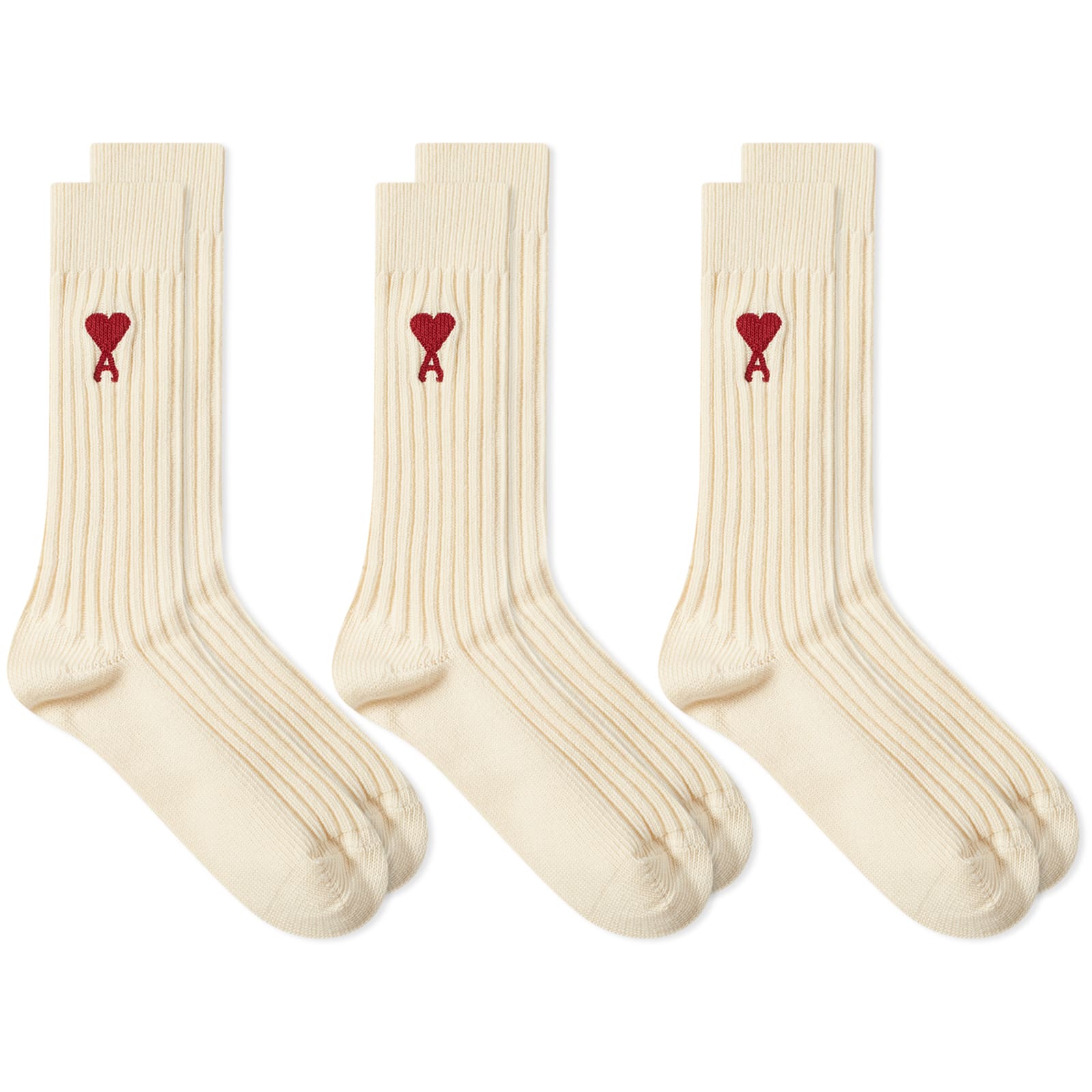AMI Paris A Heart Sock - 3 Pack White | END. (US)