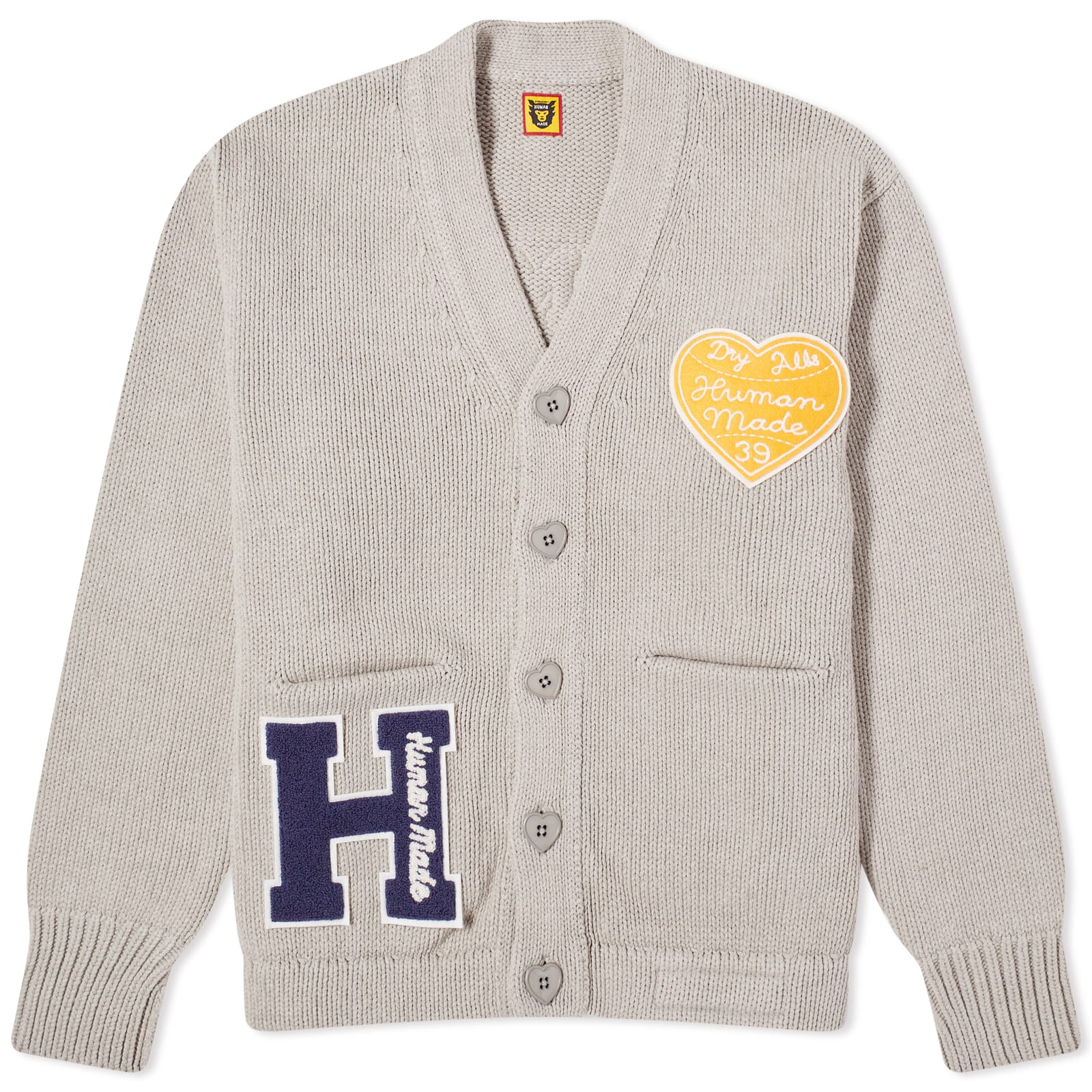 Human Made Knitted College Cardigan Gray | END. (US)