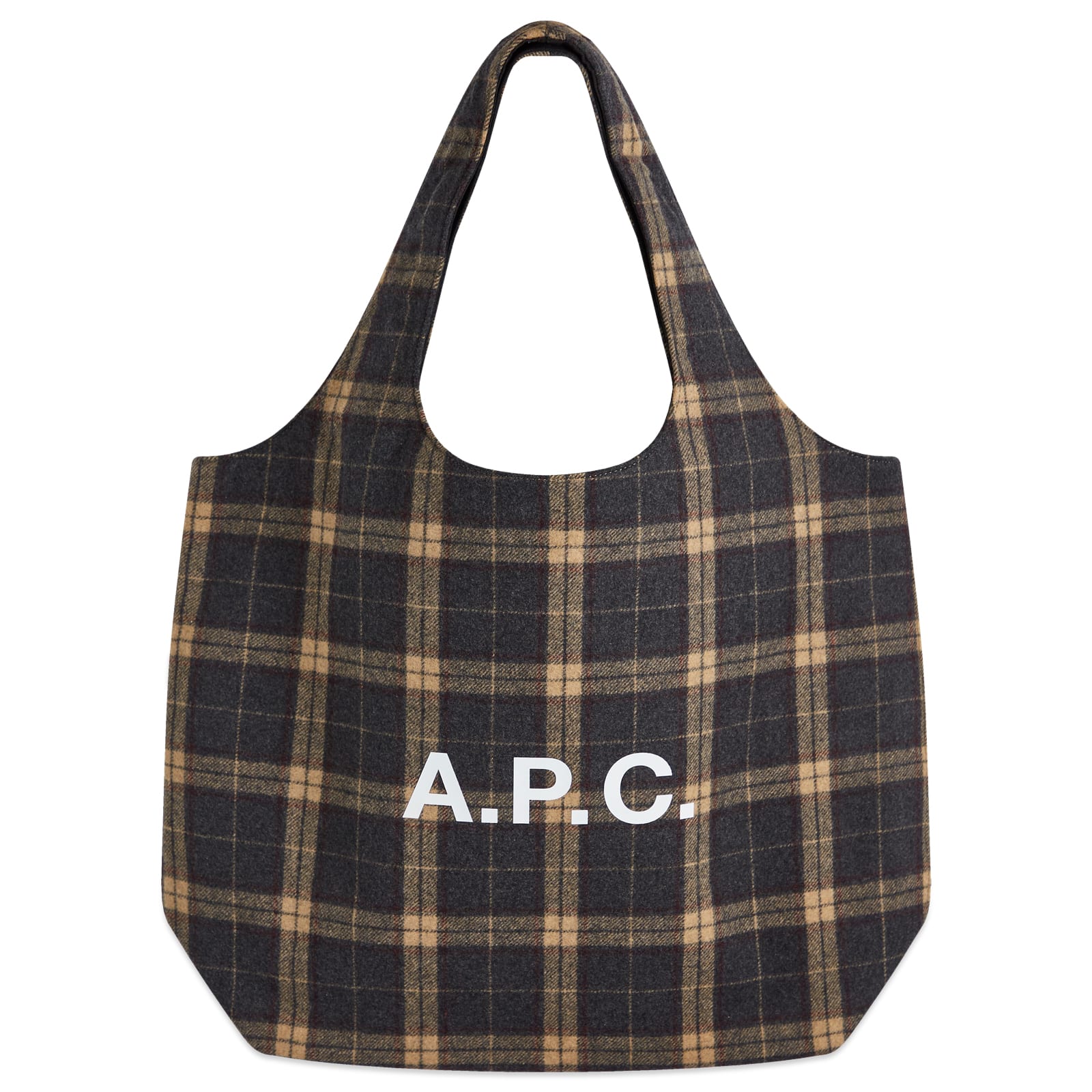A.P.C. Ninon Plaid Wool Tote Heather Grey | END. (KR)