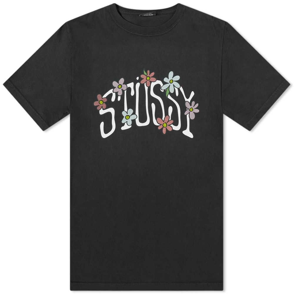 Stussy Flower Collegiate Pigment Dyed Tee Black | END.