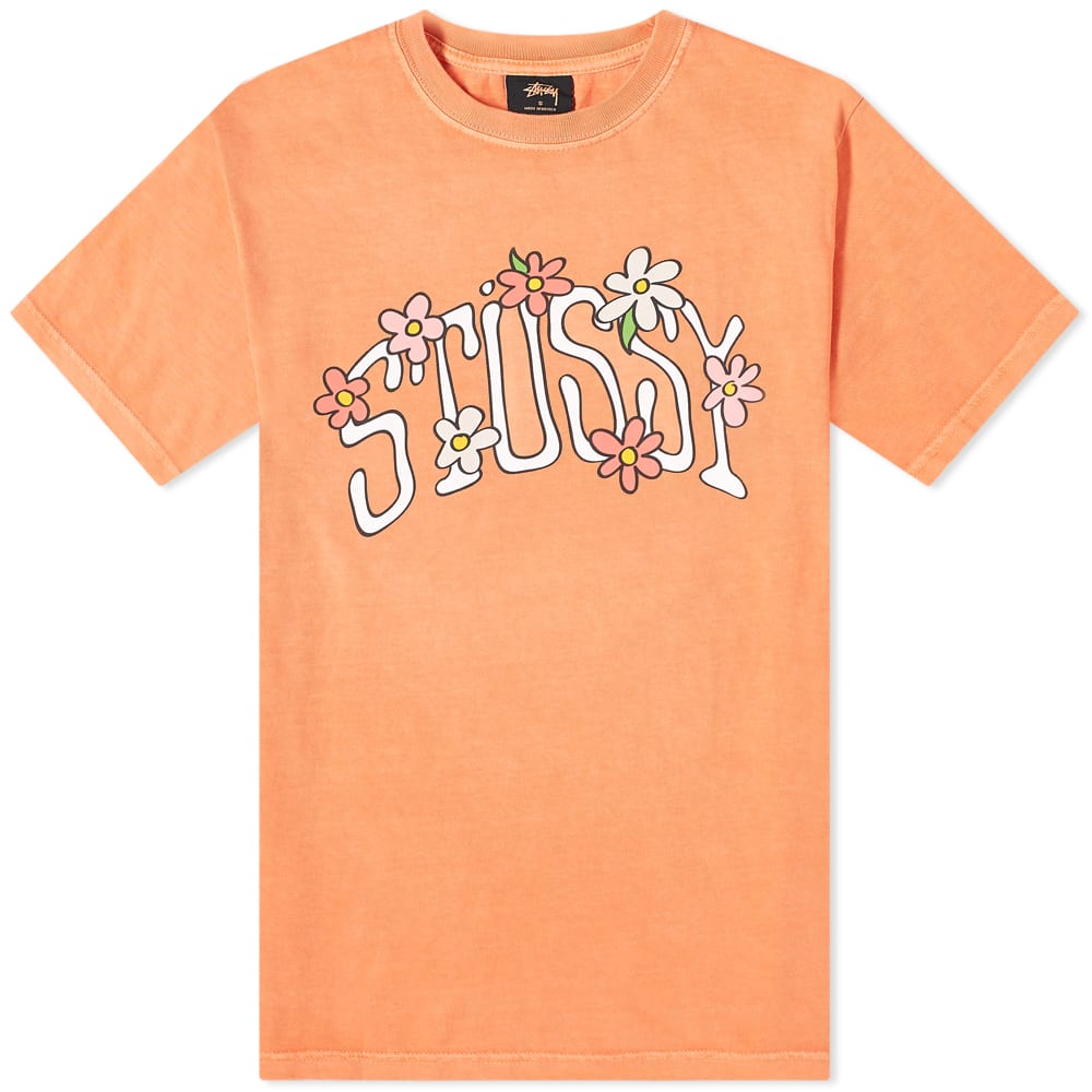 Stussy Flower Collegiate Pigment Dyed Tee Orange | END. (US)