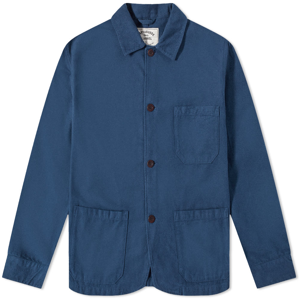Portuguese Flannel Labura Flannel Chore Jacket Blue | END. (US)