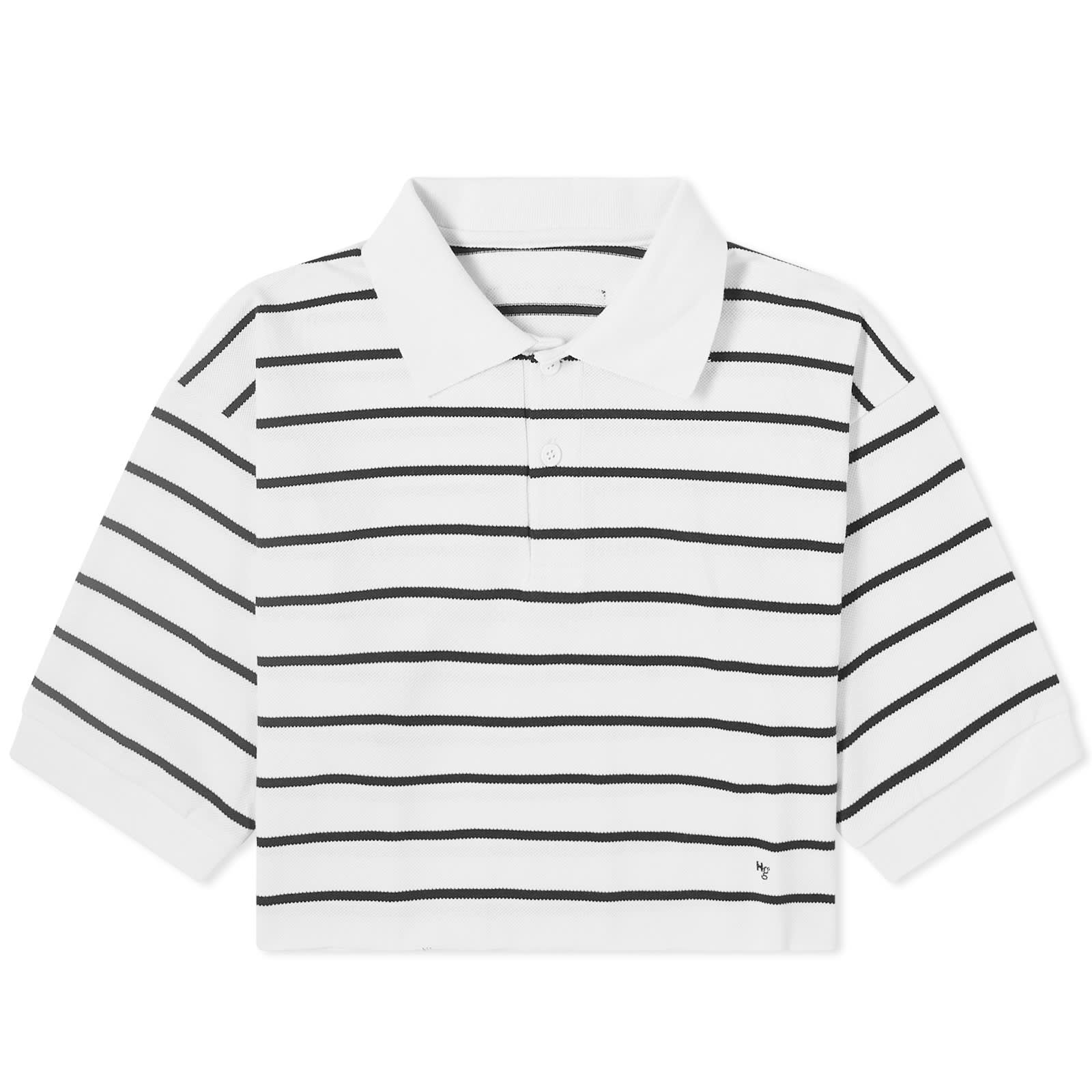 HOMMEGIRLS Cropped Ss Stripe Pique Polo Black/White | END. (GB)