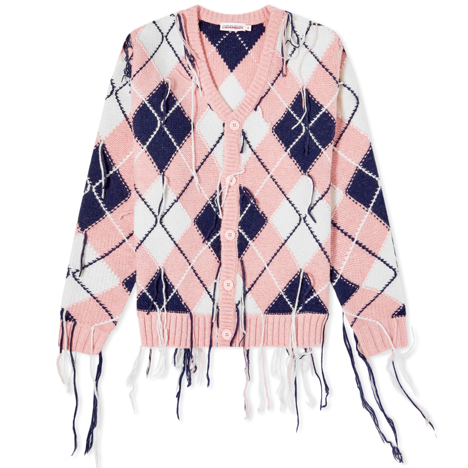 Charles Jeffrey Guddle Argyle Cardigan Pink | END. (GB)