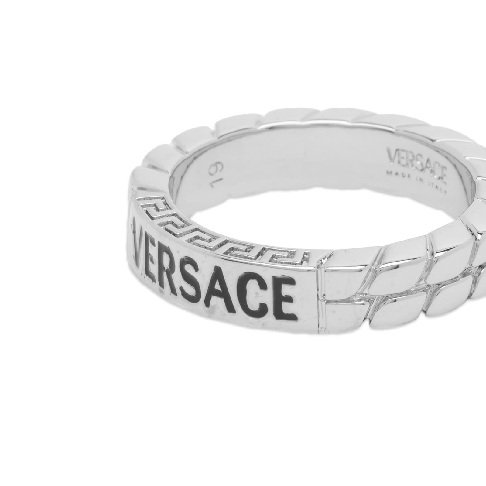 Versace Logo Ring Palladium | END.
