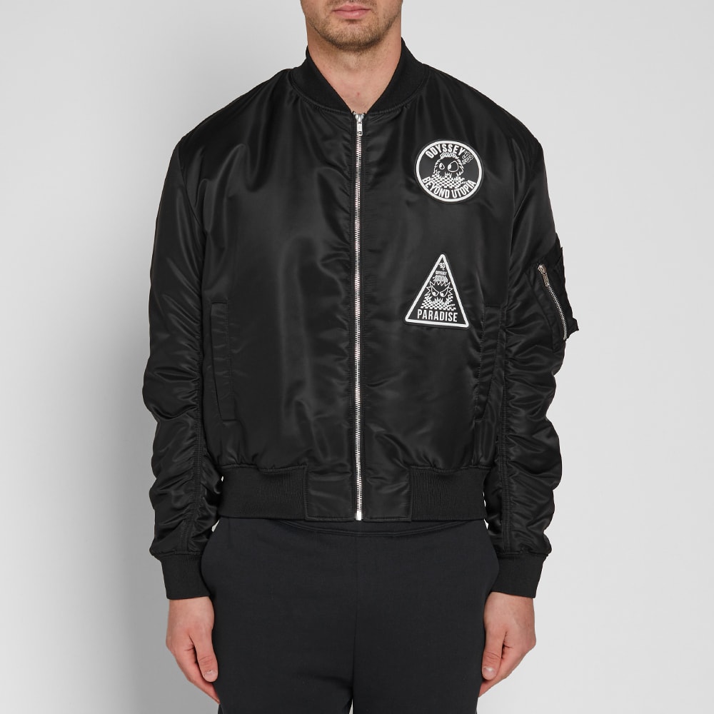 McQ by Alexander McQueen Logo Patch MA-1 Bomber Jacket Darkest Black ...
